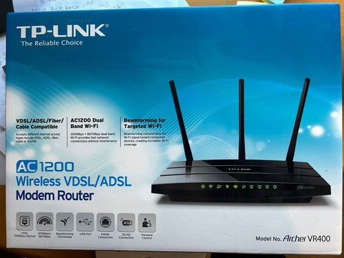 TP-Link Archer VR400, AC1200 Wireless MU-MIMO VDSL/ADSL Modem Router ...