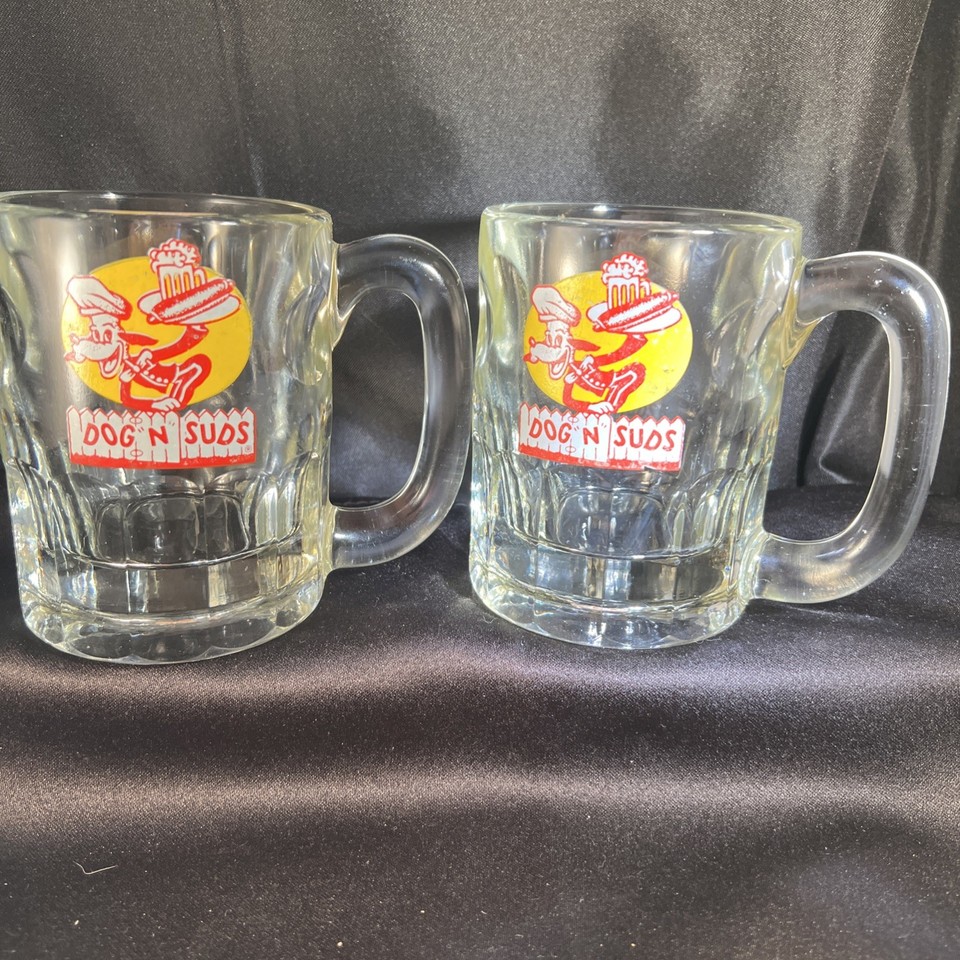 Vintage 1950s Dog "N" Suds Heavy Thick Glass Root Beer Mug 4.25” Tall ...