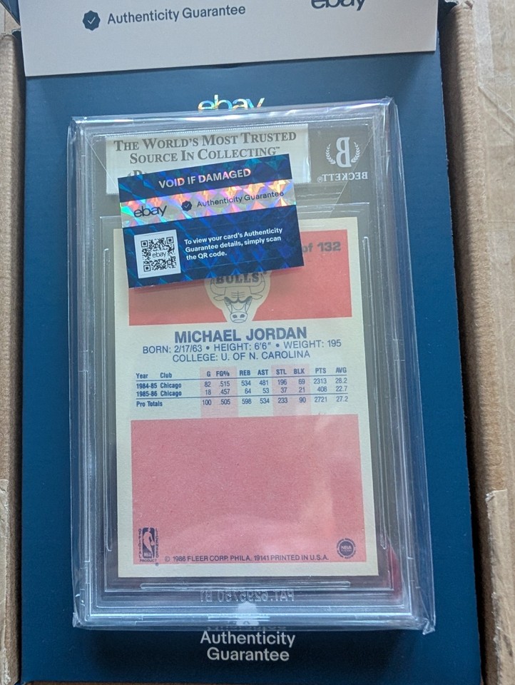 Michael Jordan Rookie Card 1986-87 Fleer #57 BGS 8.5 Awesome Centering ...