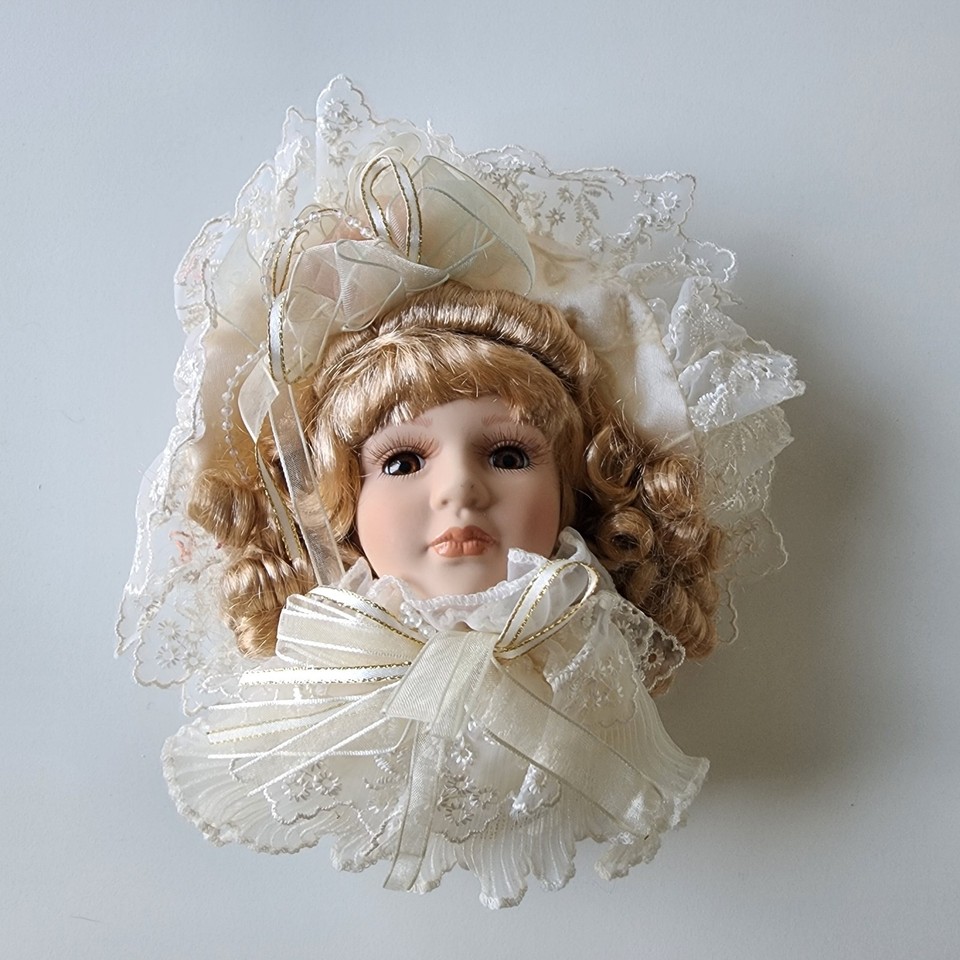Victorian Style Porcelain Doll Head Ornament Hand Painted Hanging Decor ...