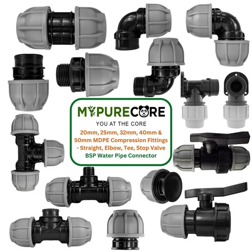 MDPE Compression Fitting 20-50mm | Straight,Elbow, Tee, Stop Valve BSP ...