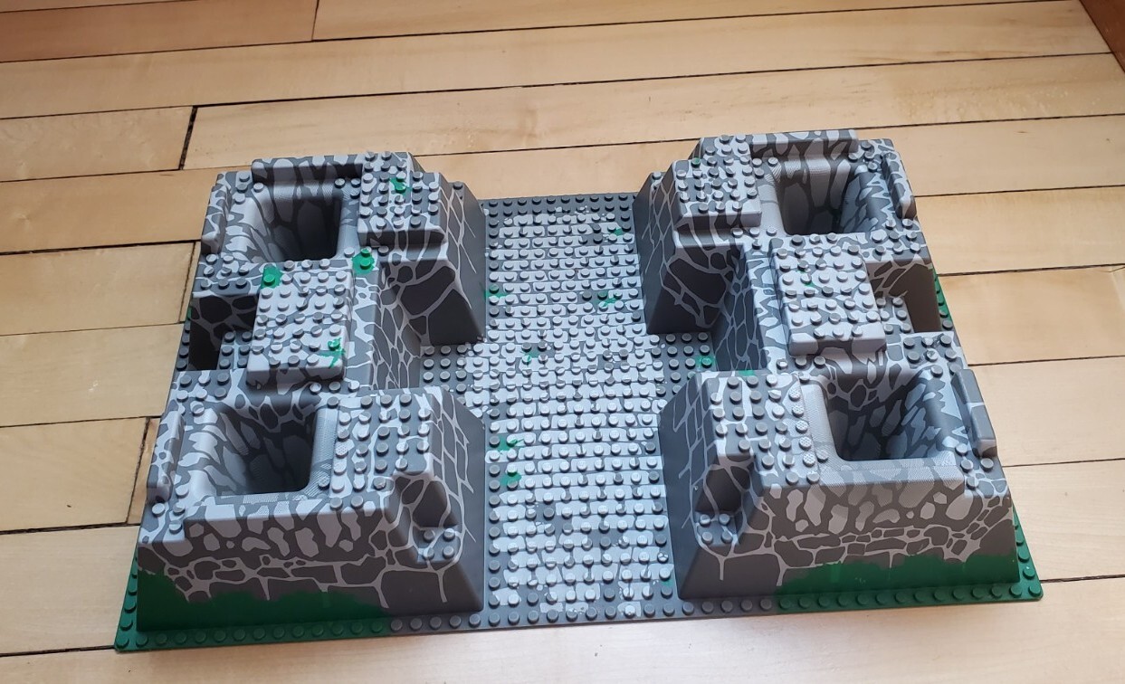 LEGO Raised 3d Baseplate 30271 Green Gray Rock 10 X 15 Castle Knight ...