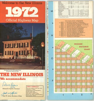 Vintage 1972 Illinois Official Road Map - Department of Transportation ...