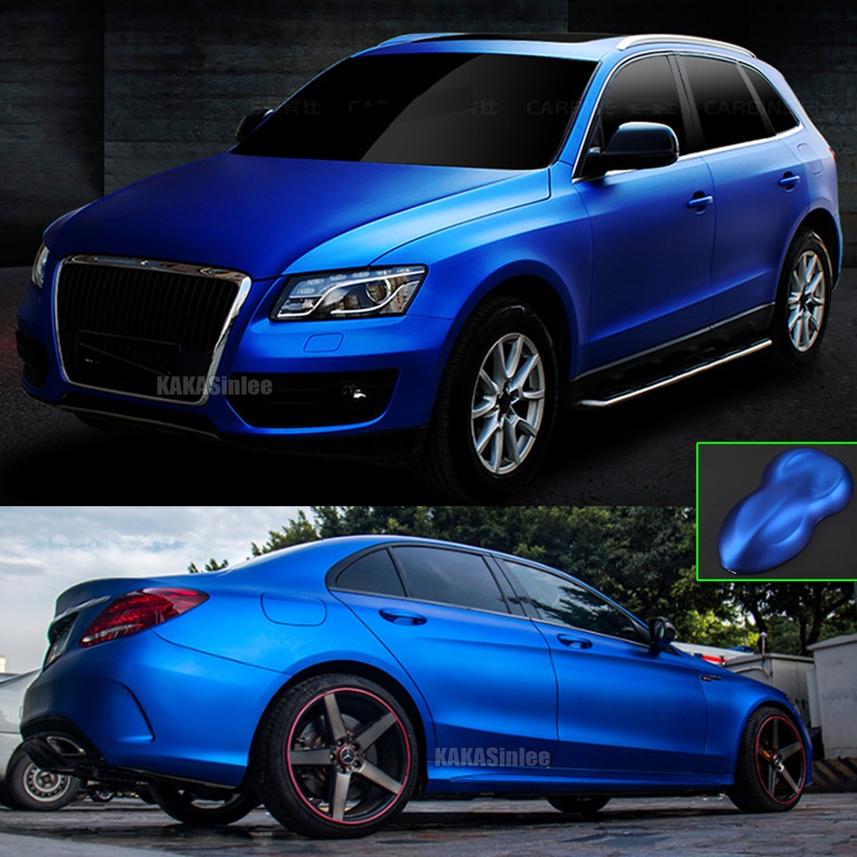 Whole Car Wrap 50FT Metallic Satin Matte Chrome Blue Vinyl Sticker ...