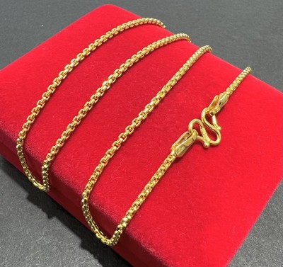 24K Yellow Gold Box Link Chain Necklace | eBay