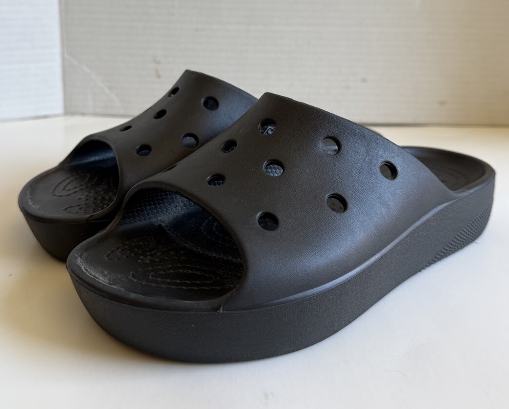 Crocs Classic Black Platform Wedge Slide Sandals Woma… - Gem