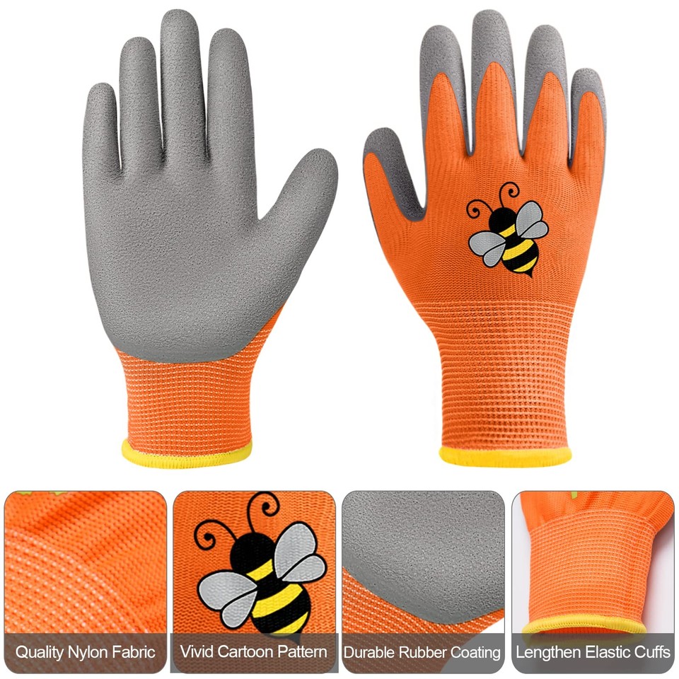 36 Pairs Kids Garden Gloves Children Work Gloves Non Slip Rubber Coated ...