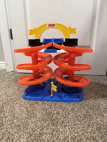 Fisher-Price Spiral Speedway Yellow Raceway Tower Vintage Toy Ramp 1997 ...