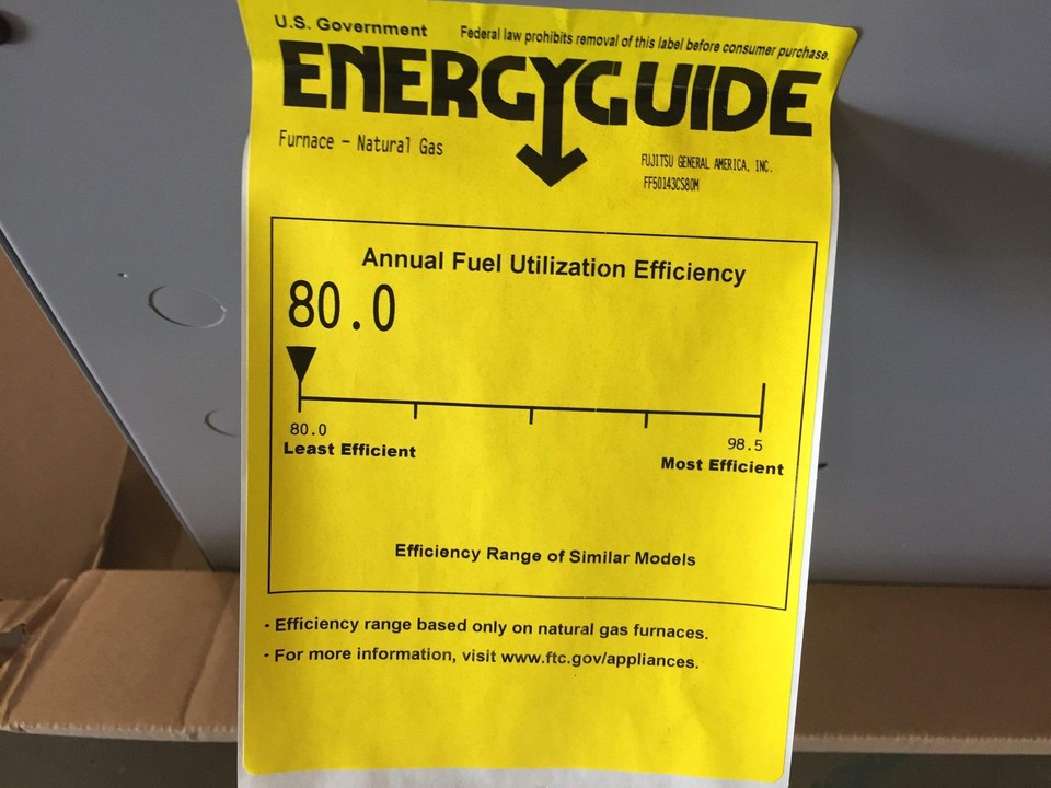 RHEEM/FUJITSU FF50143CS80M 50000 BTU UPFLOW/HORIZONTAL ECM GAS FURNACE ...