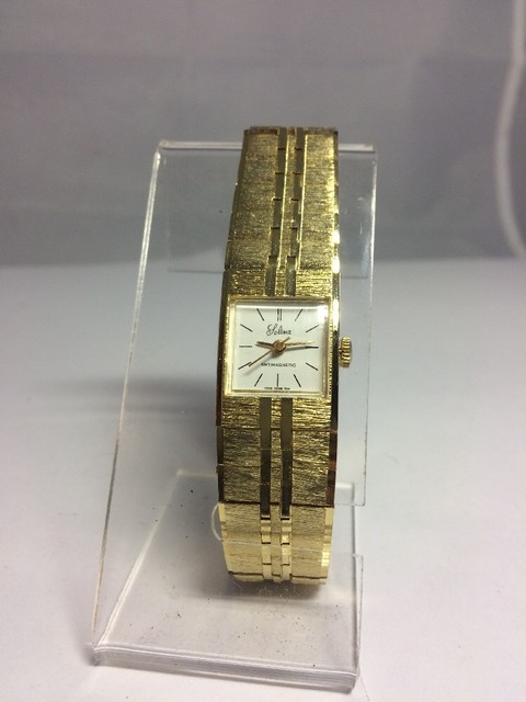 Women's Solina Watch Mechanical Wind Up Gold Tone Hong Kong Dial 7.5 ...