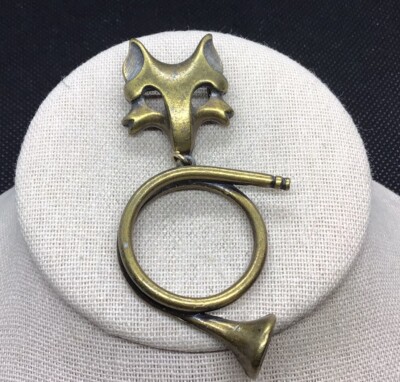 Vintage Antiqued Gold Tone Costume Long Unique Horn Pin C122 | eBay