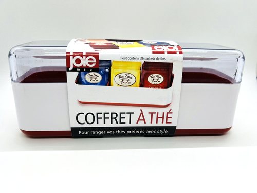 Joie Tea Storage Organizer Box Holds 36 Tea Bags White & Red Great ...