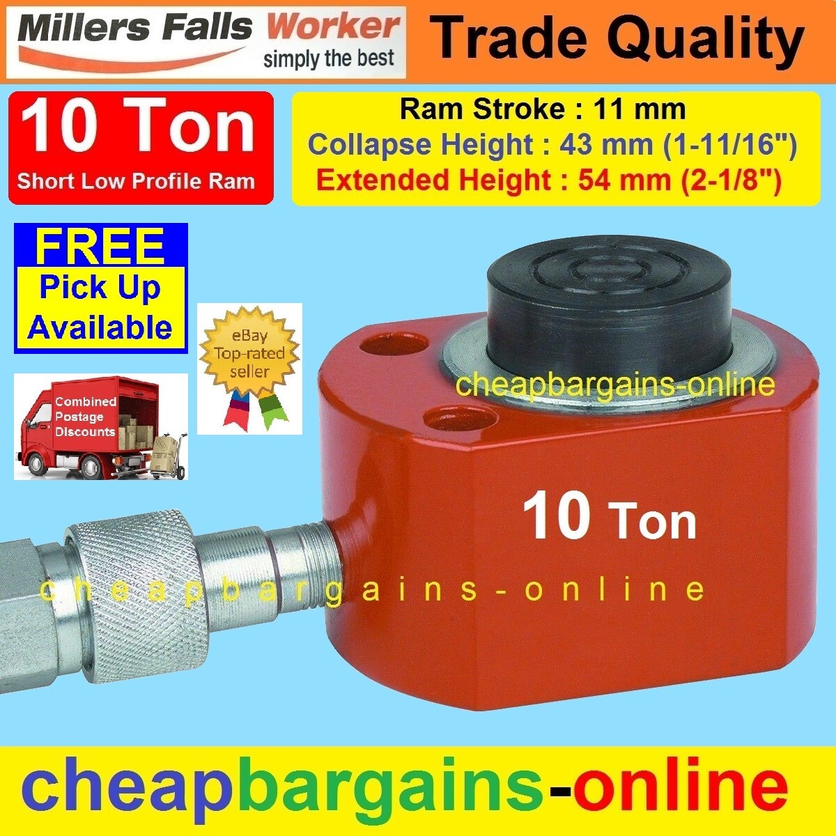 10 TON SHORT BODY RAM 10T HYDRAULIC LOW PROFILE BODY RAM PORTA POWER ...