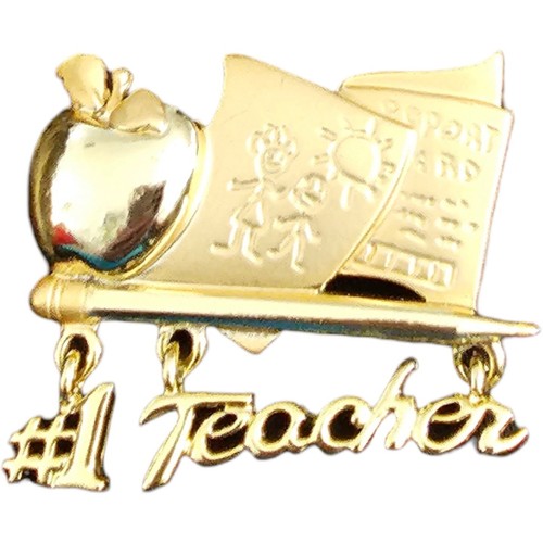 Vintage Number One Teacher Pin Brooch Goldtone Color | eBay