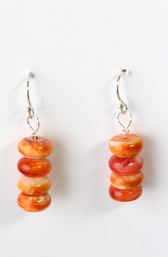 Spiny Oyster Natural Orange White 4 x 8mm Roundel 925 Sterling Silver ...