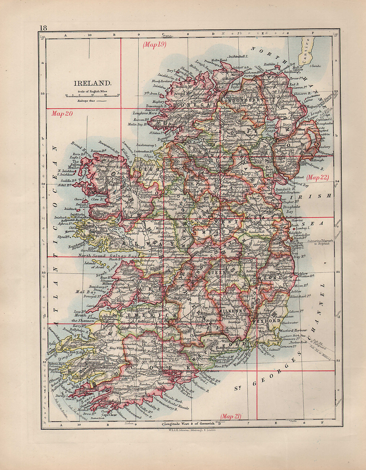 1902 MAP ~ IRELAND KEY MAP ~ LEINSTER CONNAUGHT MUNSTER ULSTER | eBay