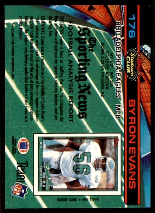 1991 Topps Stadium Club - #176 Byron Evans for sale online | eBay