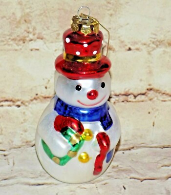 Studio 33 Vintage European Style Glass Hand Blown Snowman Christmas ...