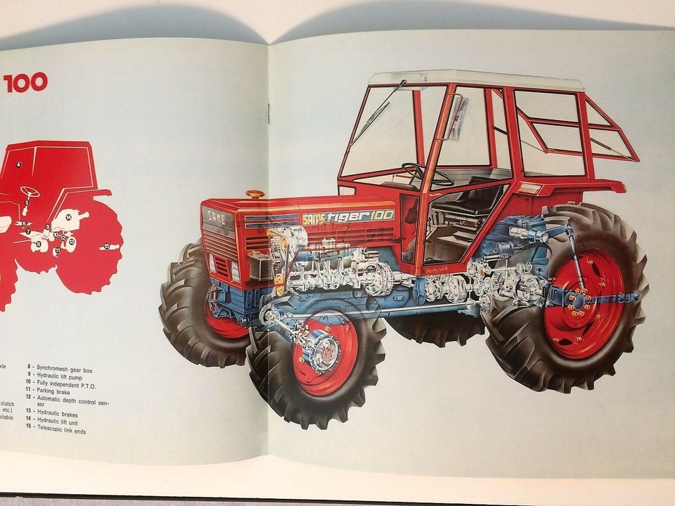 SAME Tiger 100 Tractor Color Brochure Italy 8 pg. Original '77 near ...