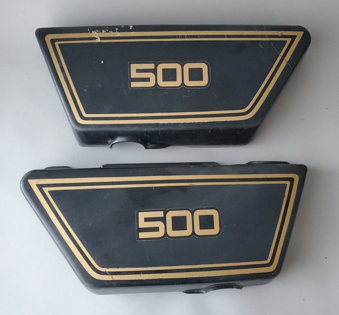 OEM SET YAMAHA XS500 SIDE PANEL FRAME COVER GOLD DECALS XS 500 RIGHT ...