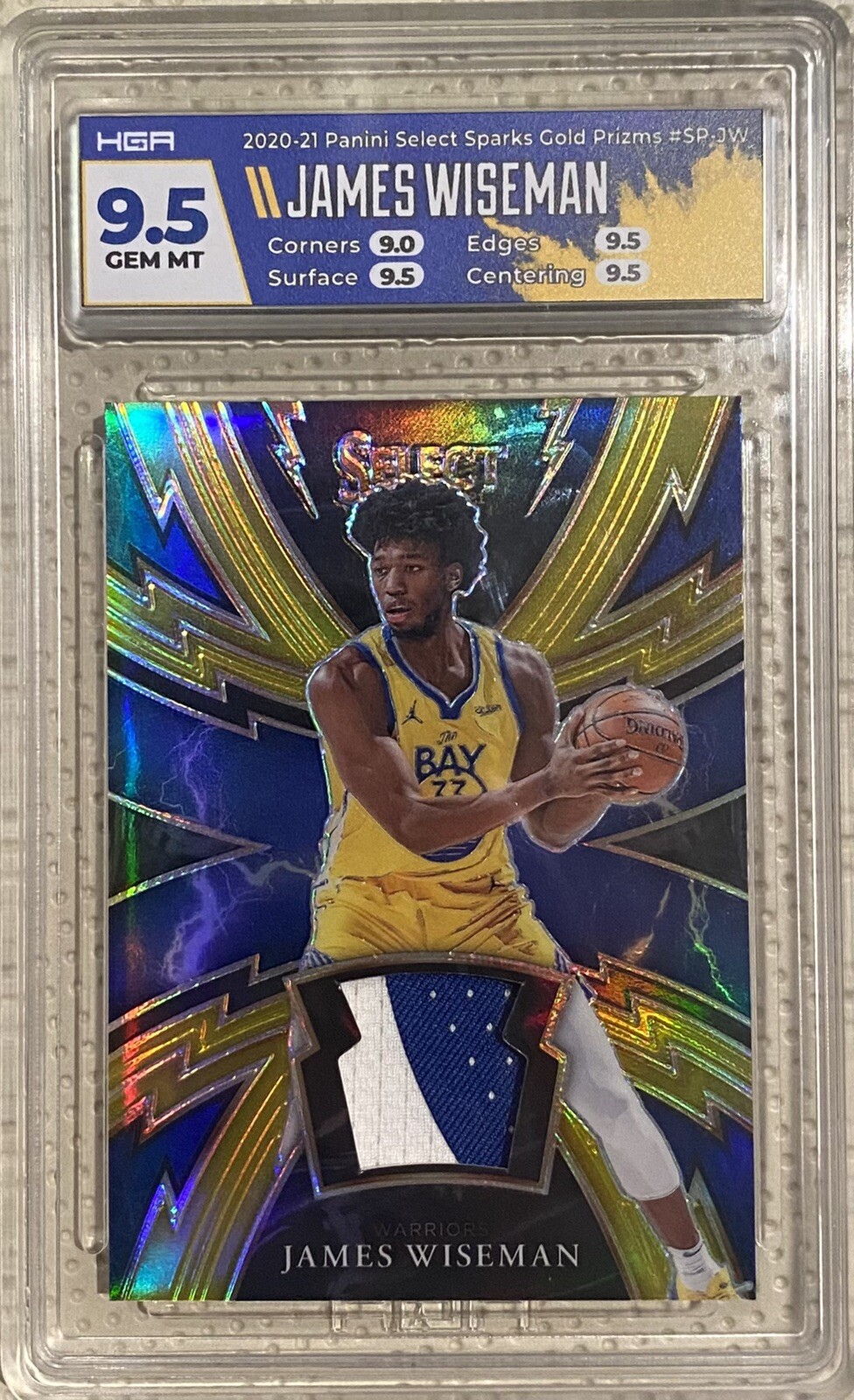 James Wiseman 2020 Select JERSEY 2 COLOR PATCH GOLD PRIZM SSP #1/10 RC ...
