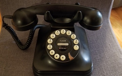 Grand Phone FLASH REDIAL Vintage BLACK Touch Button Retro 1950's Style ...