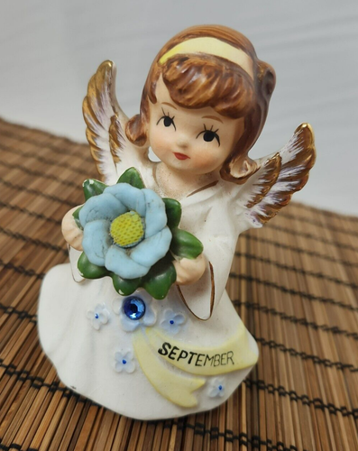 Vtg Lefton KW6224 September Birthday Angel Figurine, Made in Japan, 4 1 ...