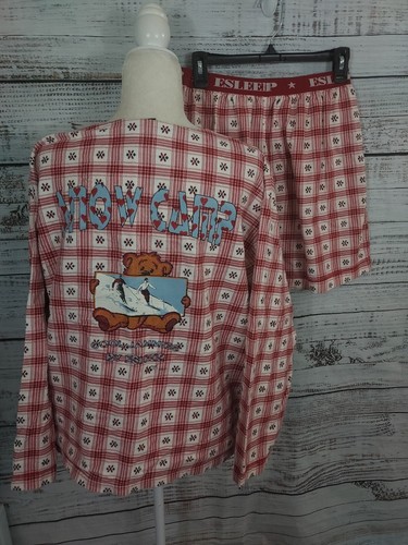 Esleep Sleep Boxer Set Womens Large Red-White Plaid Pockets Vintage ...