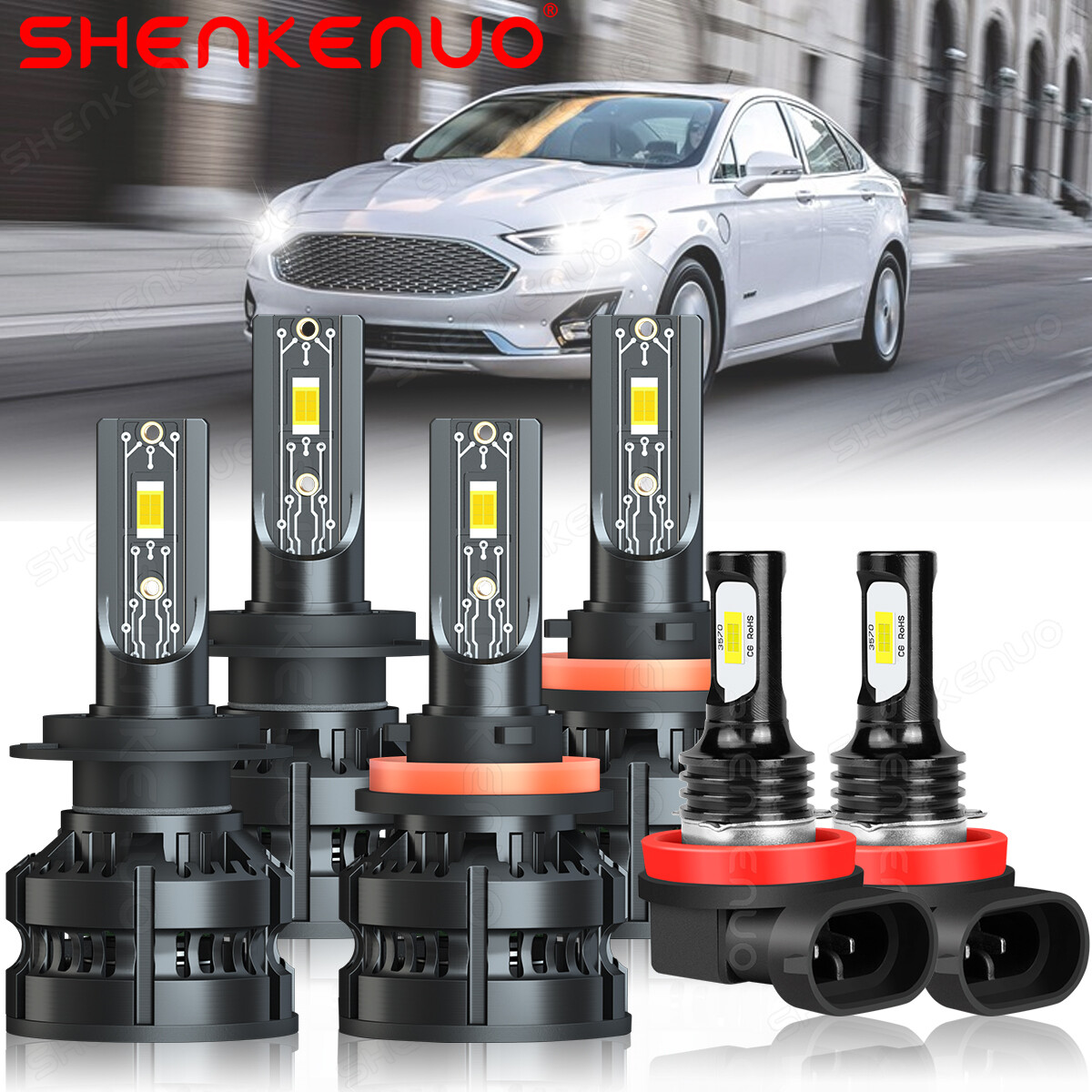 For 2006-2016 Ford Fusion S SE SEL Hybrid Combo White LED Headlight ...