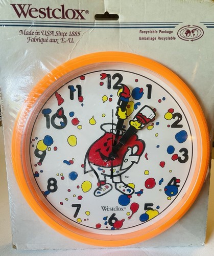 Vintage NOS Kool-Aid Man Blaze Orange Quartz Wall Clock 10” USA ...