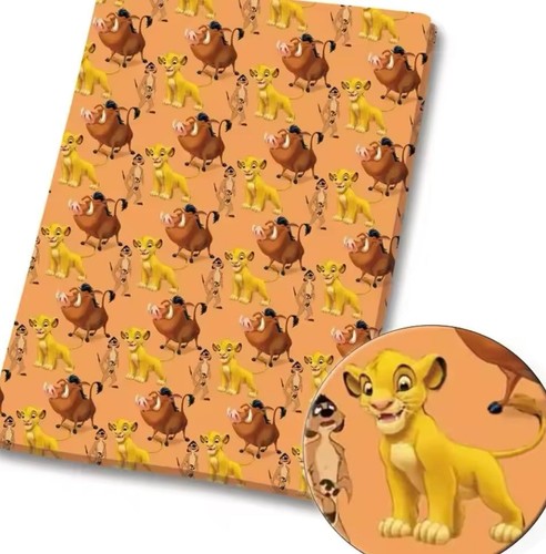Disney Lion King Simba Pumbaa character Polycotton Fabric Half Yard (18 ...