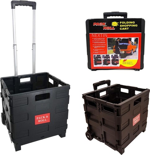 Foldable Shopping Trolley Box Portable Plastic Folding Grocery Cart ...