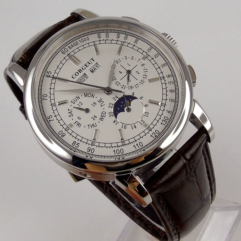 42mm Automatic Men Watch Multifunctional Automatic Movement Leather ...