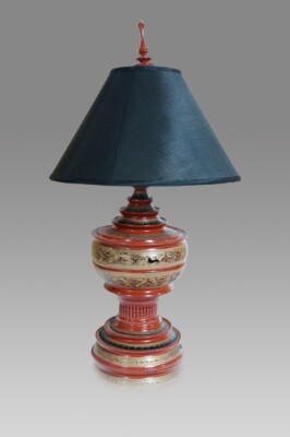 Stunning Burmese Lacquer Large Table Lamp | eBay