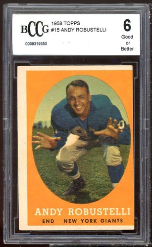 Andy Robustelli Card 1958 Topps #15 BGS BCCG 6 | eBay