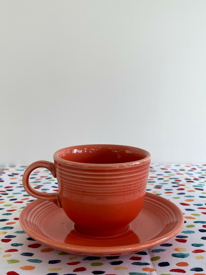 Fiestaware Persimmon Teacup and Saucer Fiesta Retired Orange Tea Cup ...
