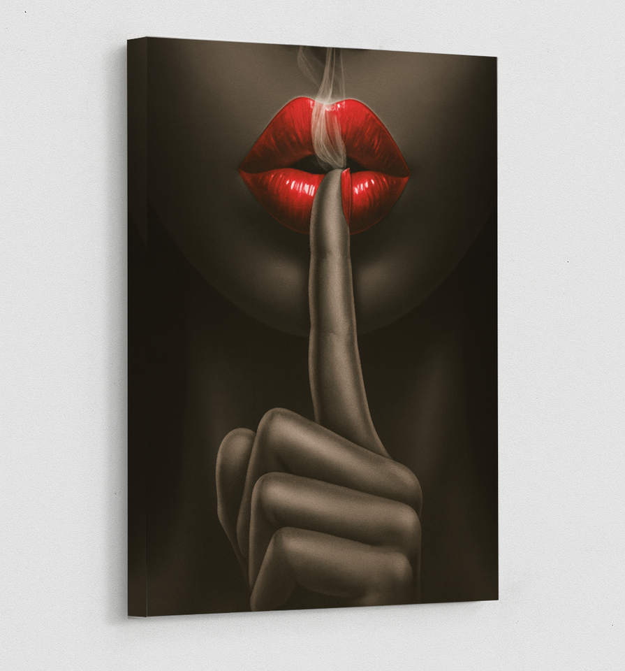 INSPIRELO RED SILENCE POWERFUL LIPS BEST QUALITY WALL PRINT POSTER ...