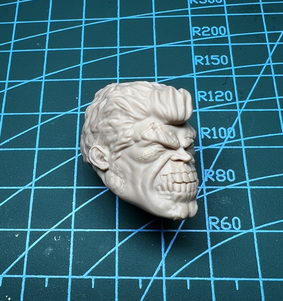 1/12 1/6 Unpainted Zombie Bruce Banner Bared Teeth Head Carved Model ...