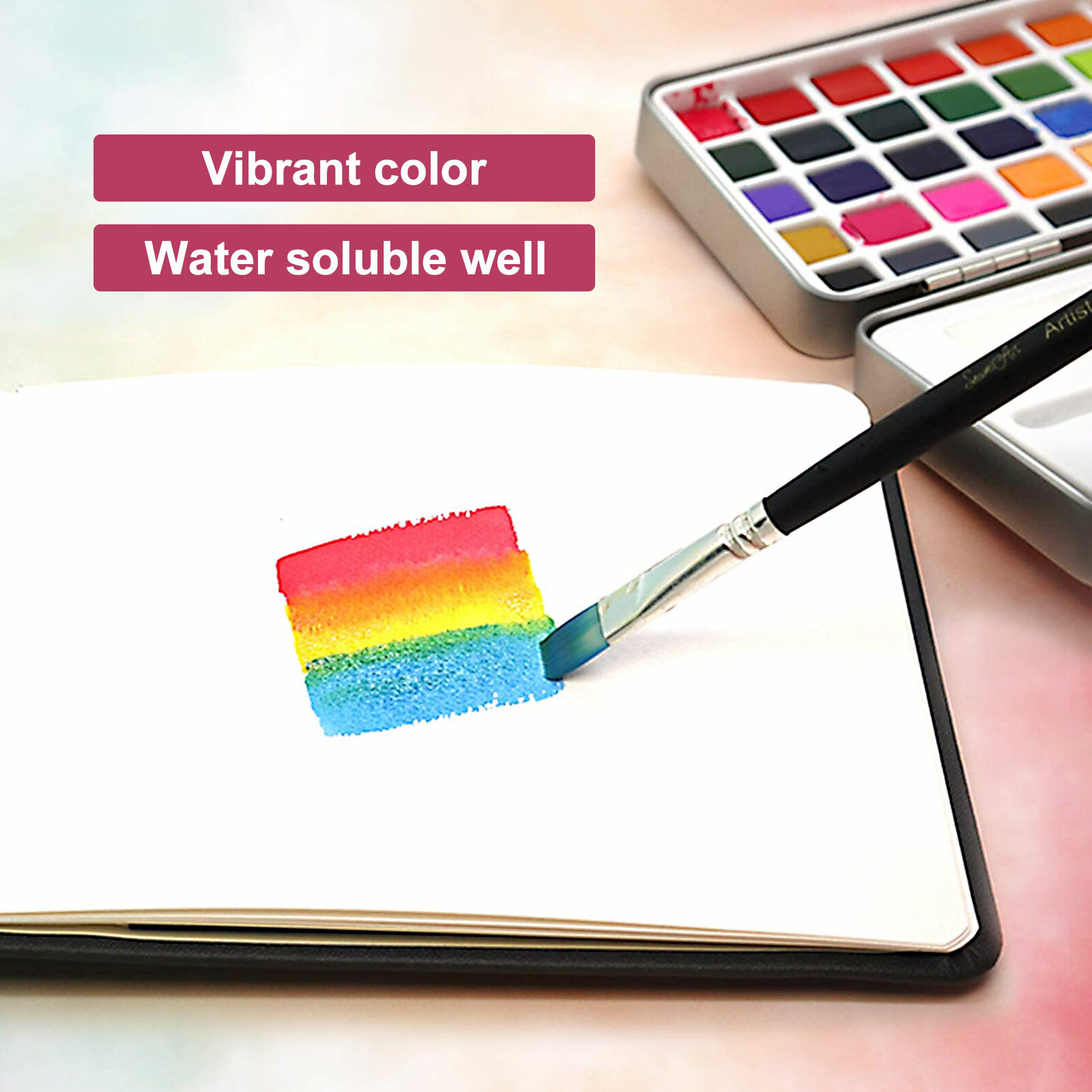 Professional 50 Colors Watercolor Paint Draw Painting + Water Brush ...