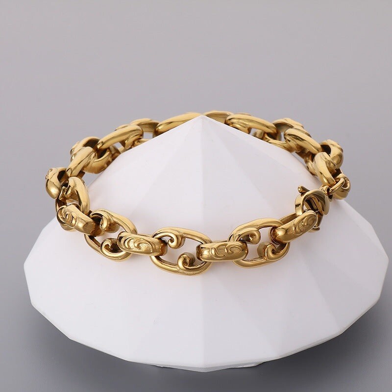Belcher Bracelet 9ct Yellow Gold Girls Boys Solid Chain 19cm Gold ...