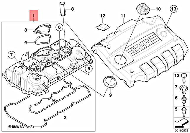 Genuine BMW E60 E61 E81 E82 E87 E88 Cylinder Head Cover Complete ...