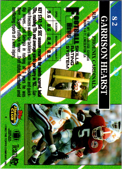 Garrison Hearst 1993 Stadium Club #82 Super Teams Super Bowl Football ...