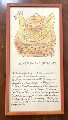 Vintage Jacque Pati Framed Print Chicken In The Bread Pan 16.5"x8.5 ...
