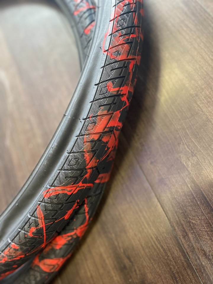 PAIR Theory Method 29 x 2.5 Wheelie BMX Bike Tires - Black w/ Red ...