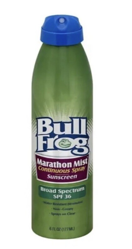 (1) Bullfrog Bull Frog Marathon Mist SUNSCREEN SPF 36 Continuous Spray ...