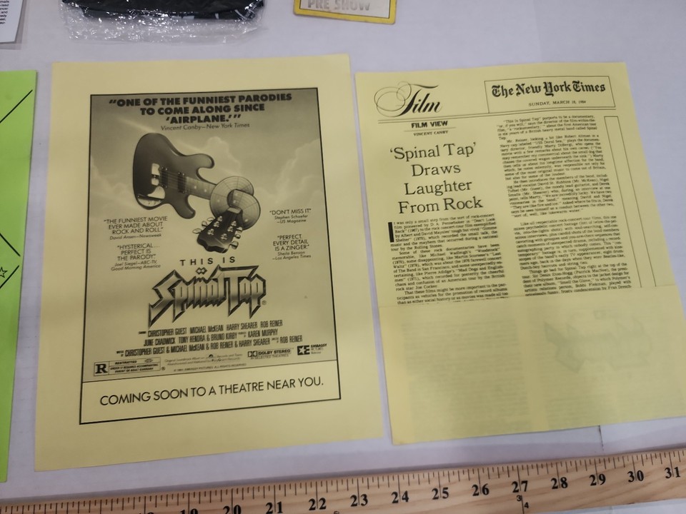 Vintage Spinal Tap Memorabilia Lot Flyers, Backstage Pass, Inflatable ...