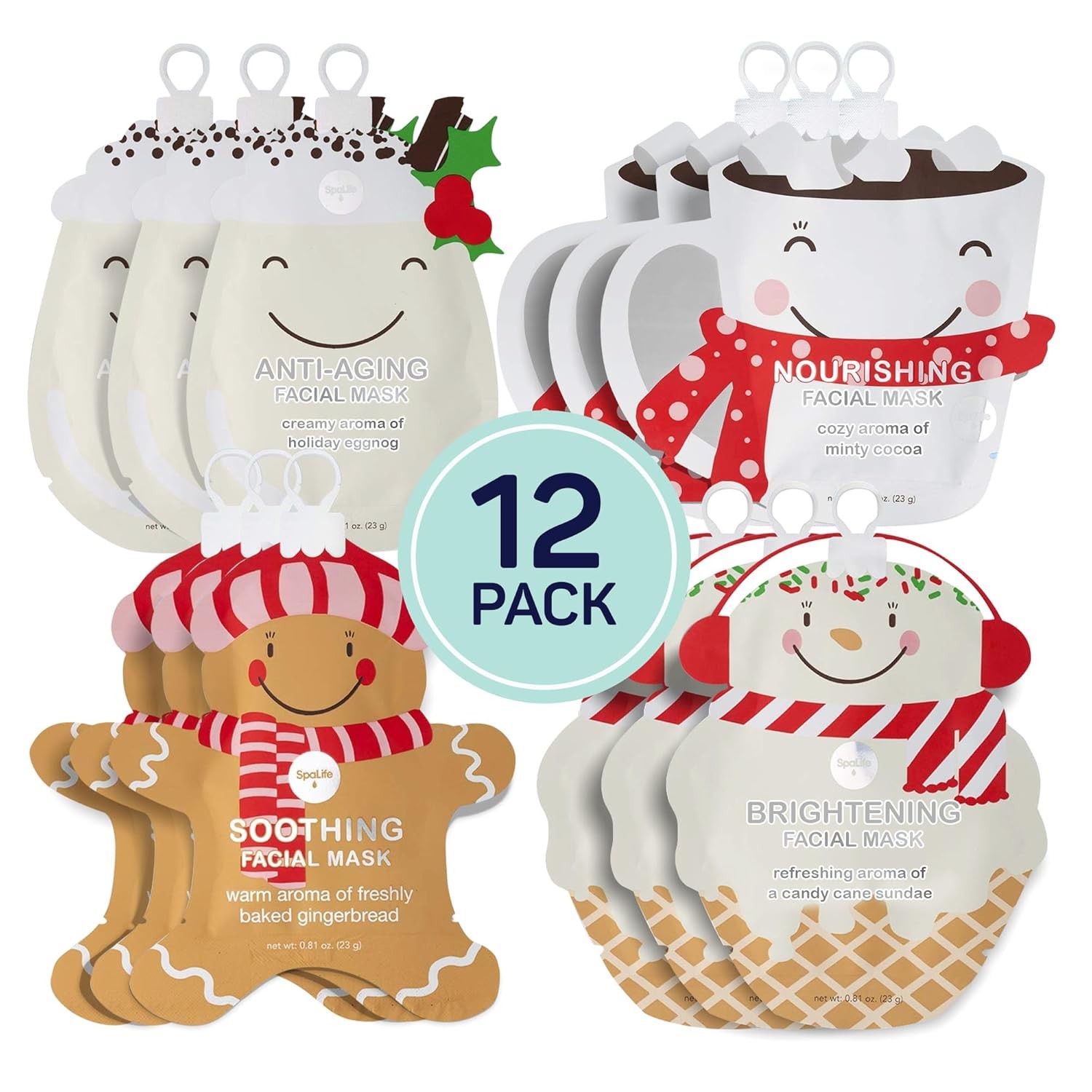 12 Pack Christmas Face Mask Set Hydrating Sheet Masks | eBay