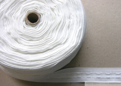 1 INCH 25mm CURTAIN HEADING HEADER TAPE WHITE PENCIL PLEAT ( CHOICE OF ...