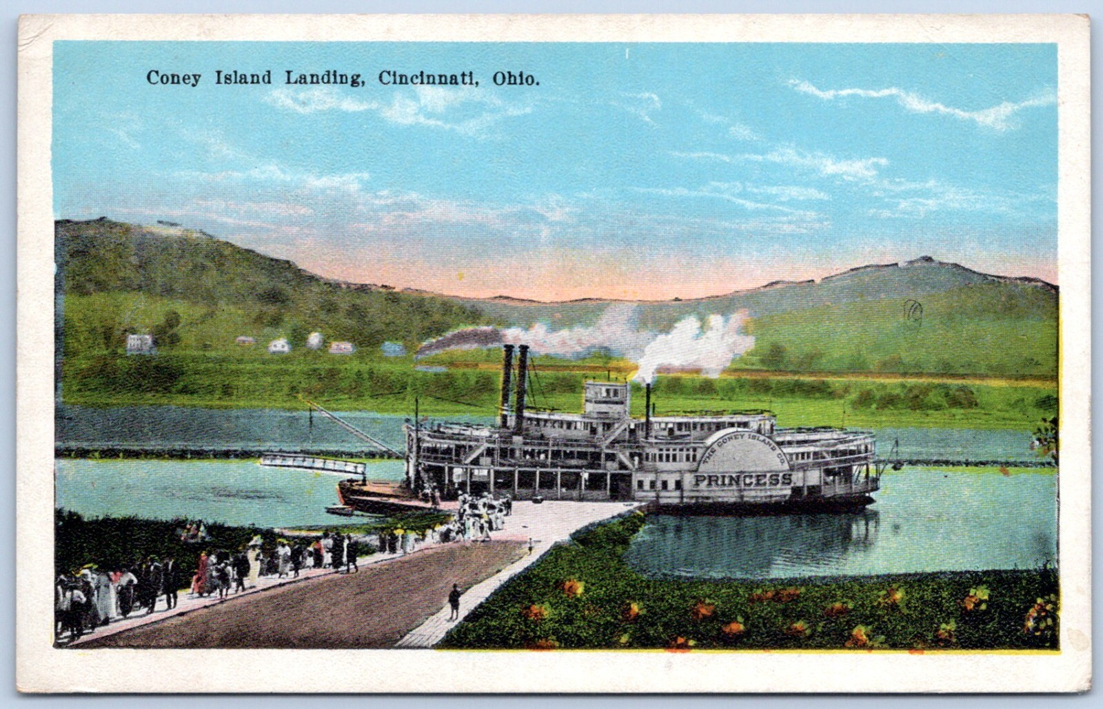 Postcard OH Cincinnati Ohio Coney Island Landing Paddle Steamer ...