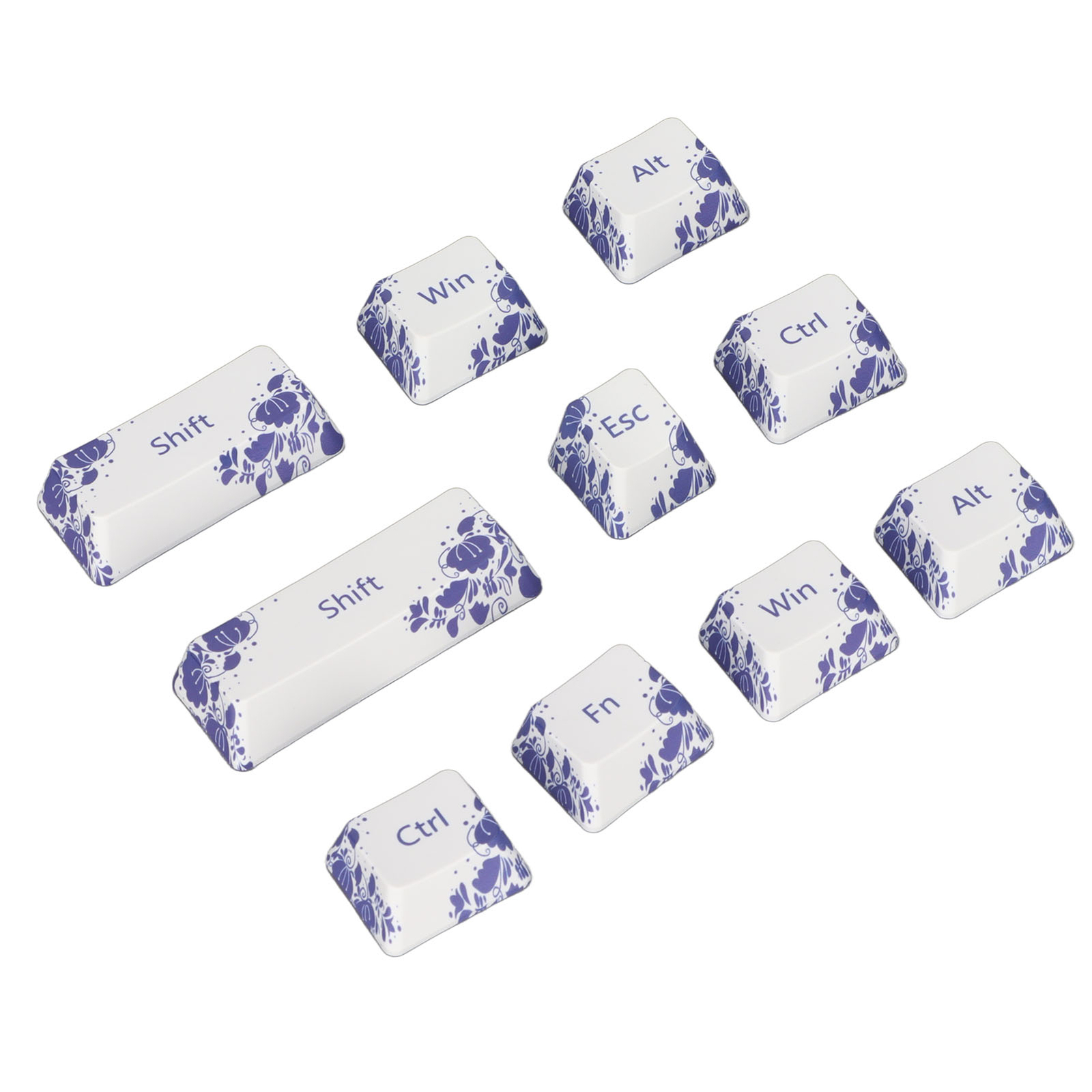10PCS Key Caps Dye Sublimation Processblue And White Porcelain Style ...
